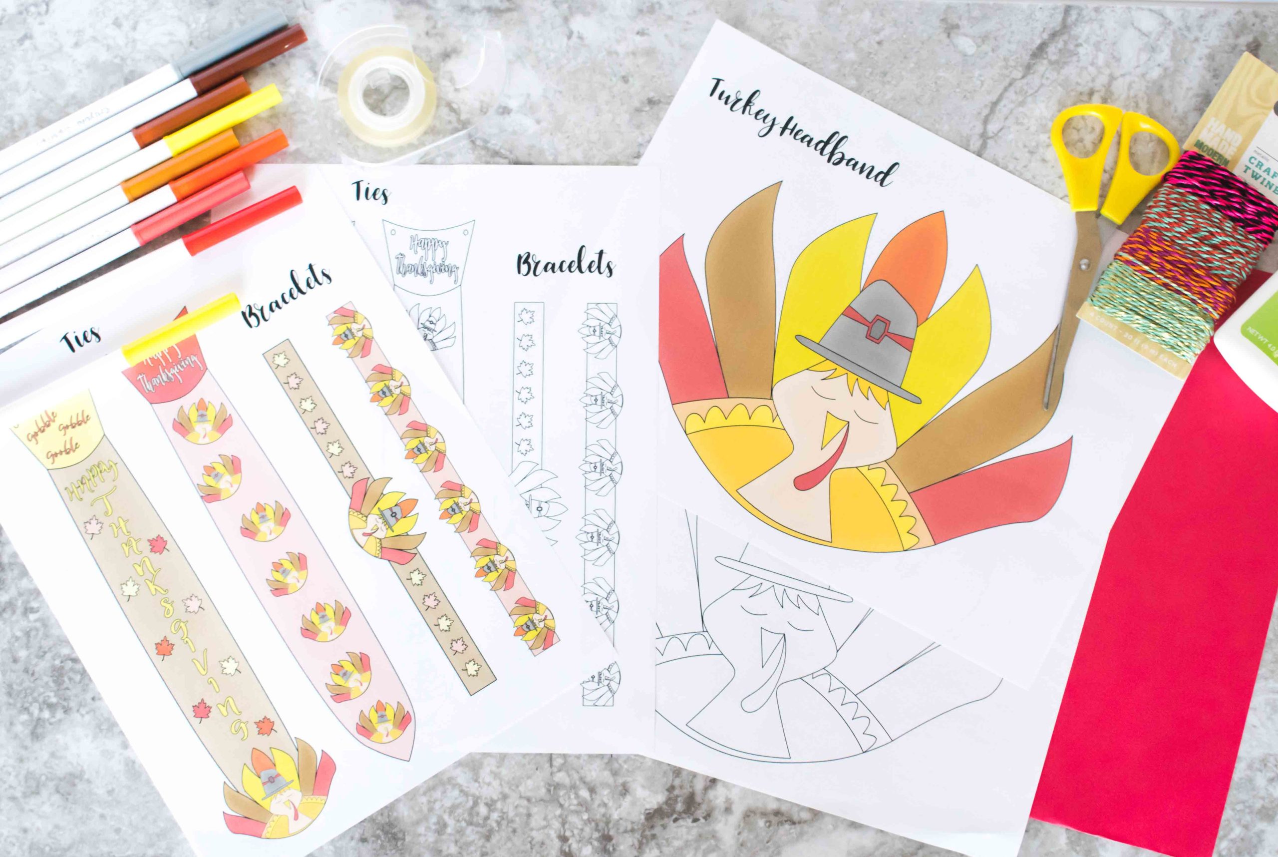 Free Printable Turkey Headband, Ties And Bracelets Craft ~ Daydream ...