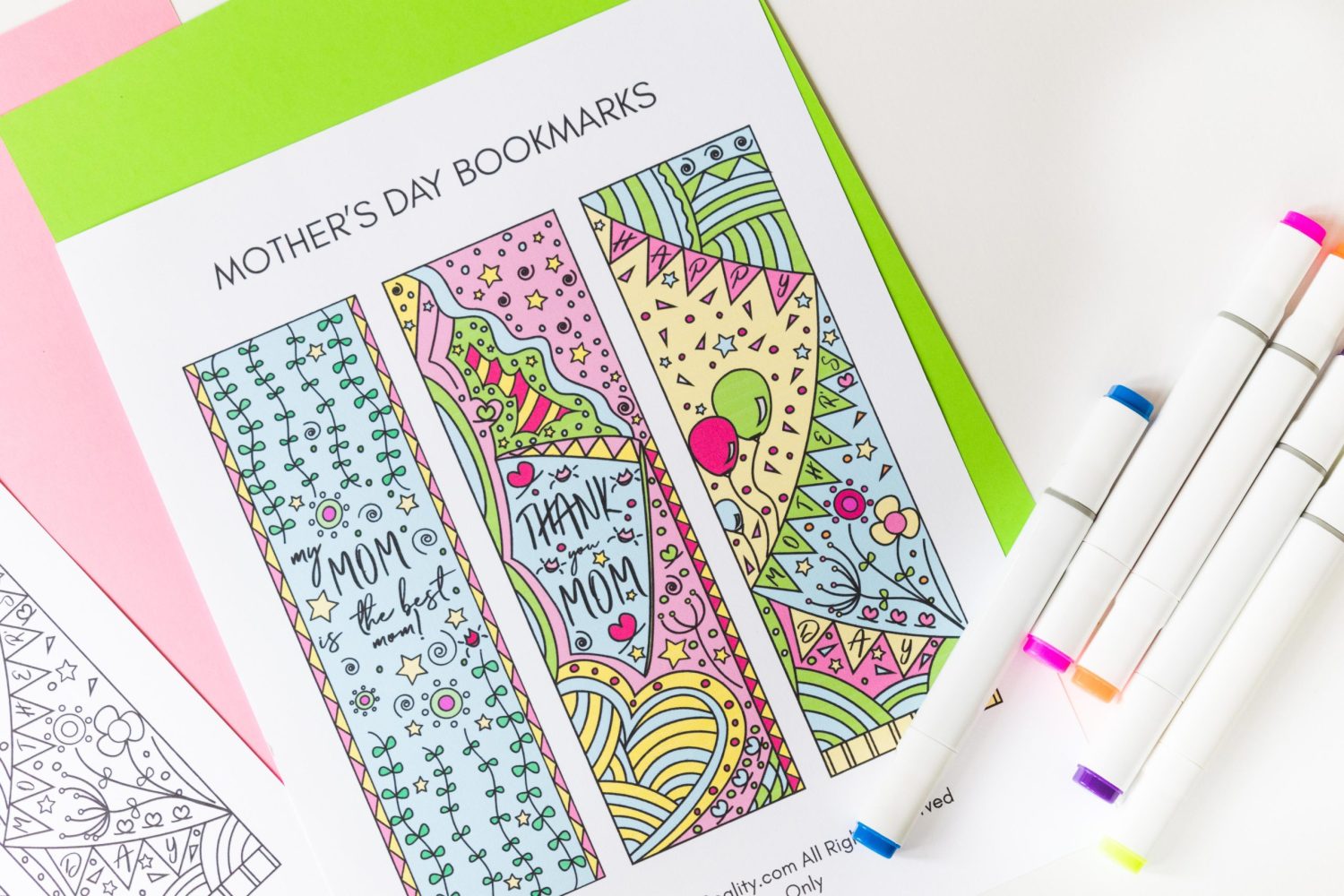 Coloring Mother's Day Bookmarks Free Printable ~ Daydream Into Reality
