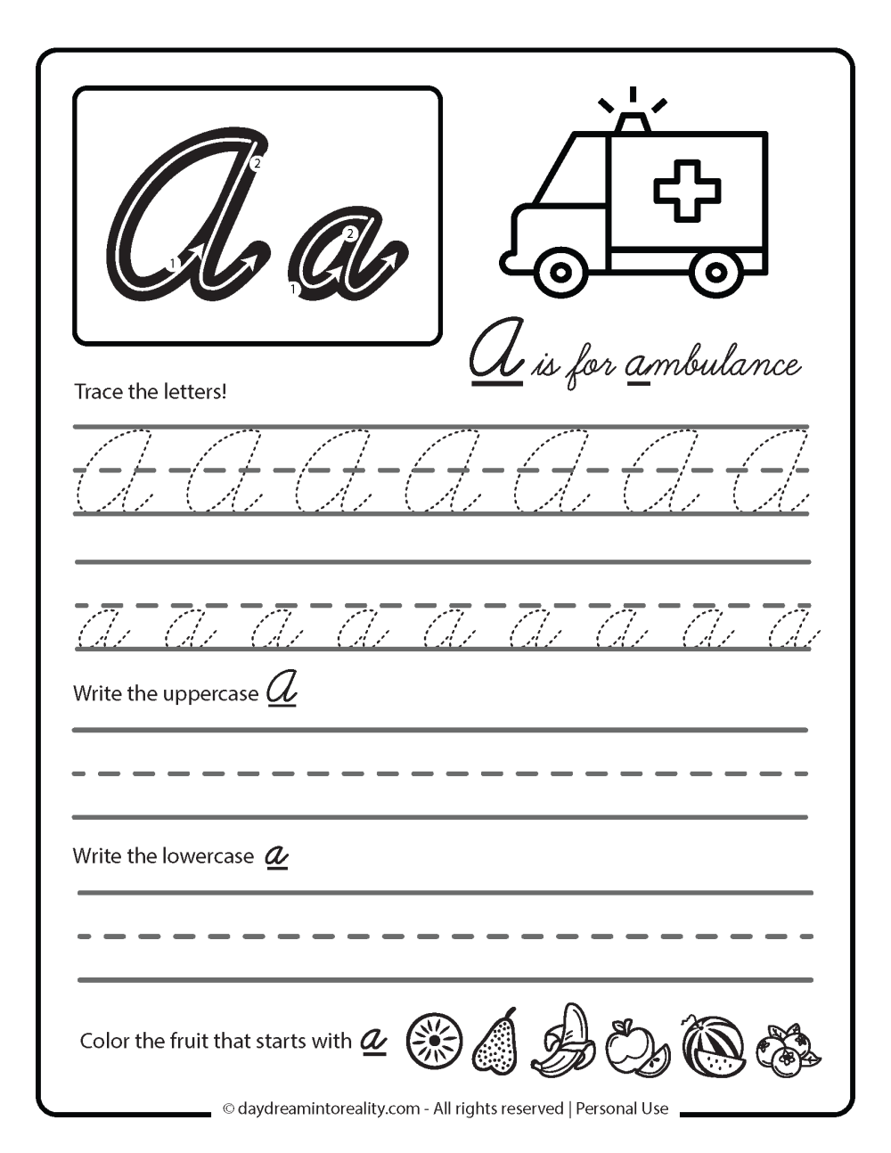 Letter A Worksheets - 50+ Free PDF Printables ~ Daydream Into Reality