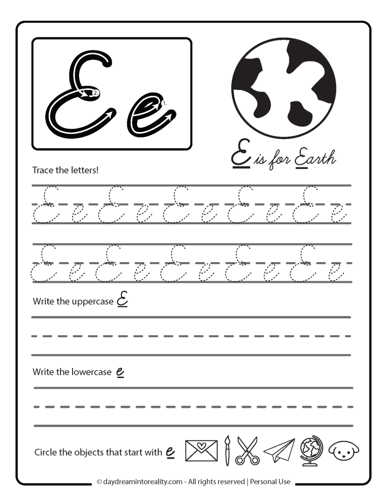 Letter E Worksheets - 55+ Free PDF Printables ~ Daydream Into Reality