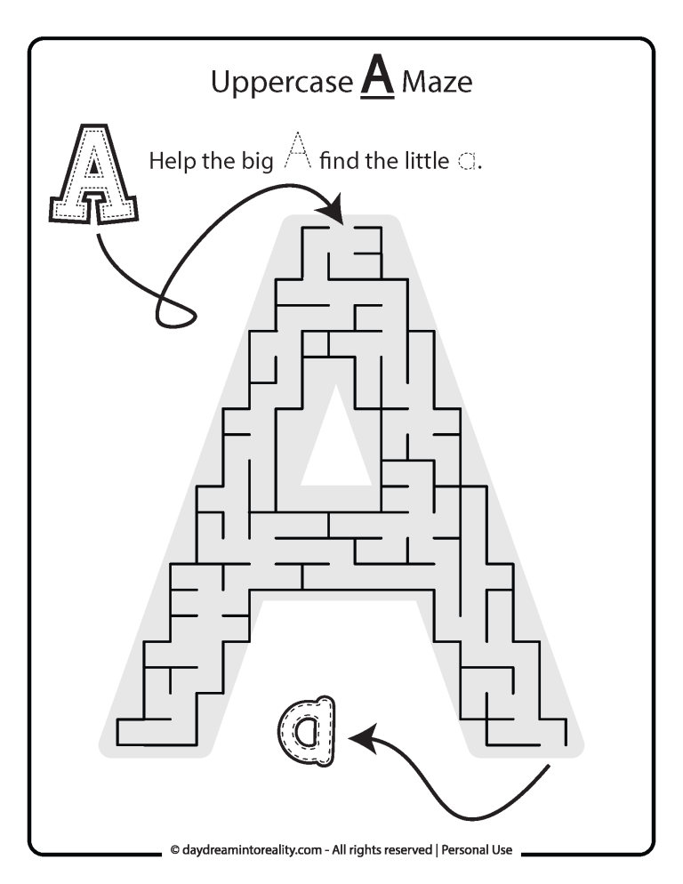 Alphabet Mazes Free PDF Printables! - Color, Trace, and more ...