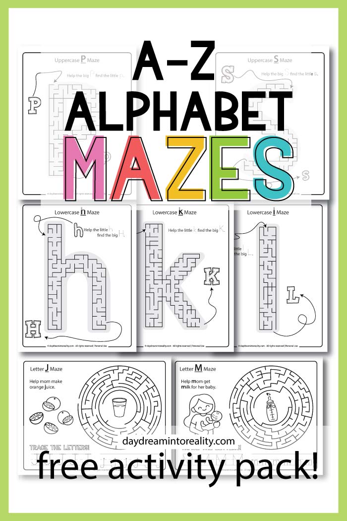 Alphabet Mazes Free PDF Printables! - Color, Trace, and more ...