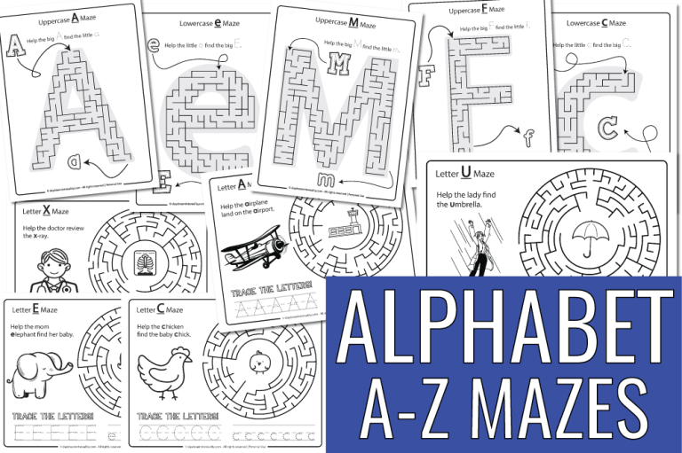 Alphabet Mazes Free PDF Printables! - Color, Trace, and more ...