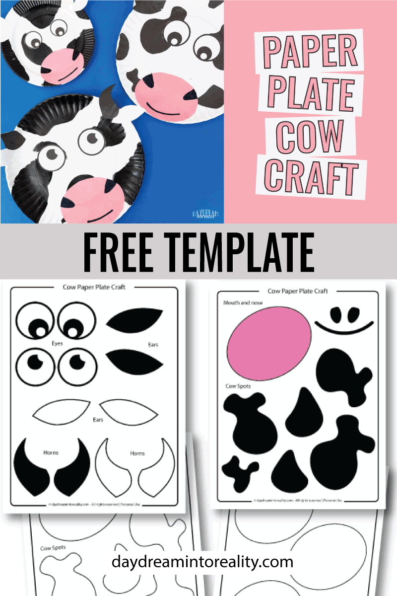 Paper Plate Cow Craft | Free PDF Template! ~ Daydream Into Reality