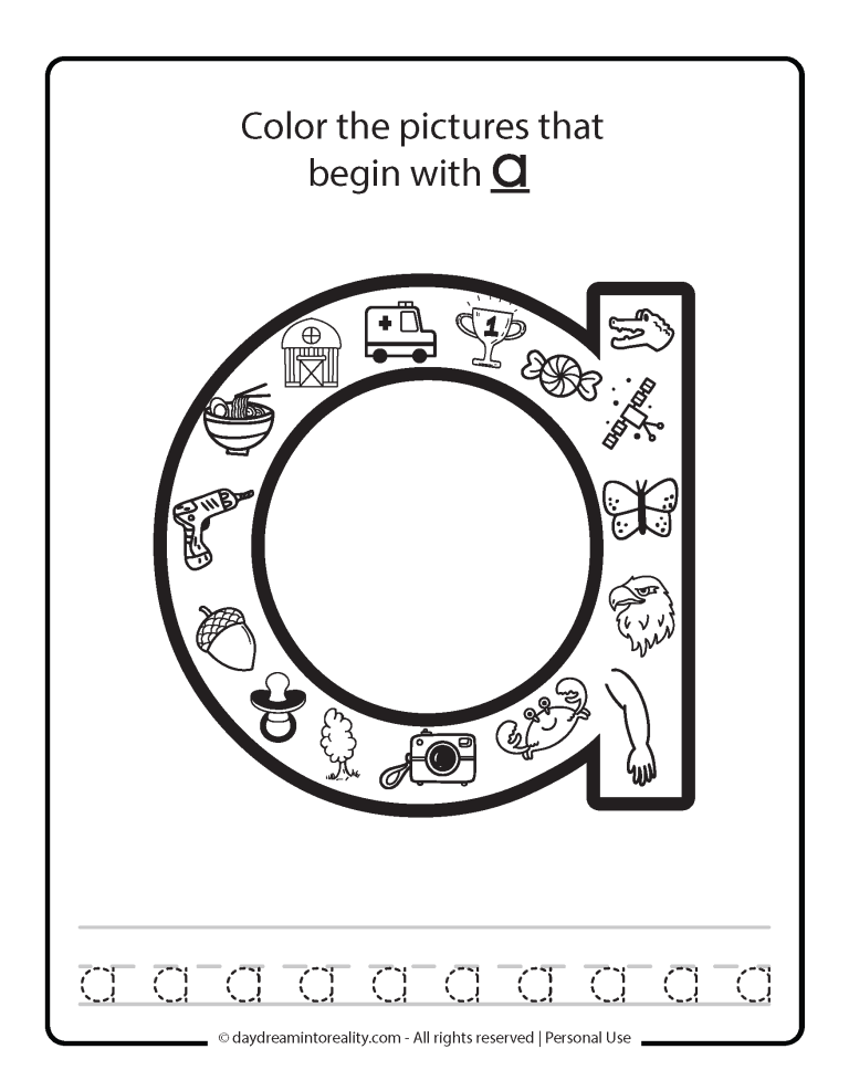 Free PDF Beginning Alphabet Sound Worksheets - Color The Right Picture ...
