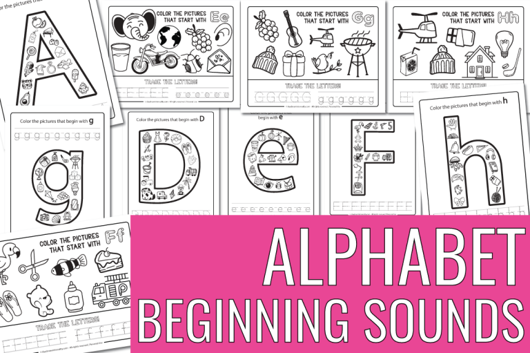 Free PDF Beginning Alphabet Sound Worksheets - Color The Right Picture ...