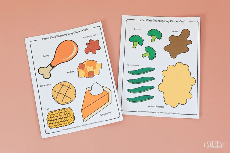 Thanksgiving Dinner Paper Plate Craft | Free PDF Template! ~ Daydream ...