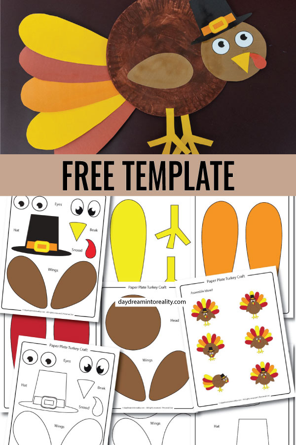 Paper Plate Turkey Craft for Kids | Free PDF Template! ~ Daydream Into ...