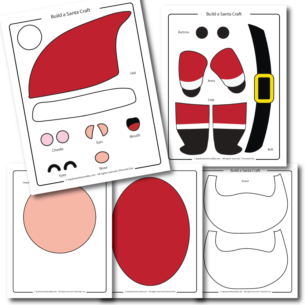 Paper Build a Santa Craft For Kids | Free PDF Template! ~ Daydream Into ...