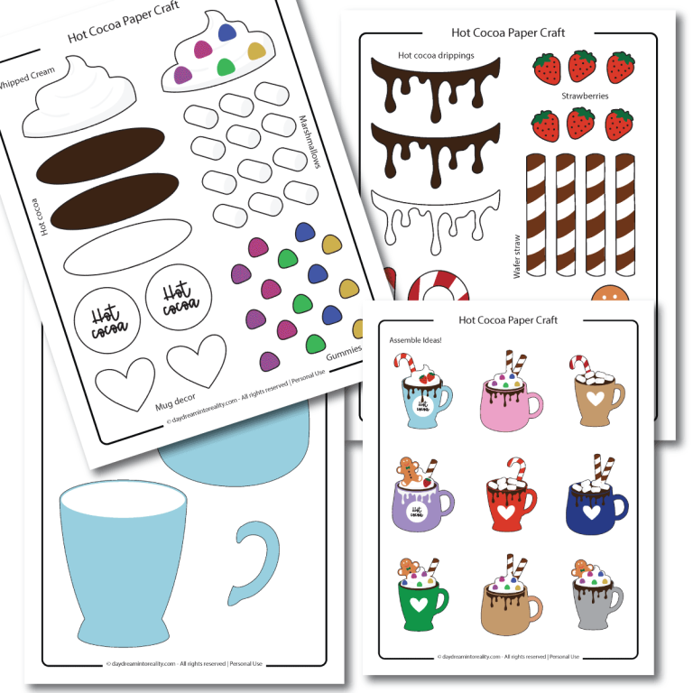 Paper Hot Cocoa Craft for Kids | FREE PDF Template! ~ Daydream Into Reality