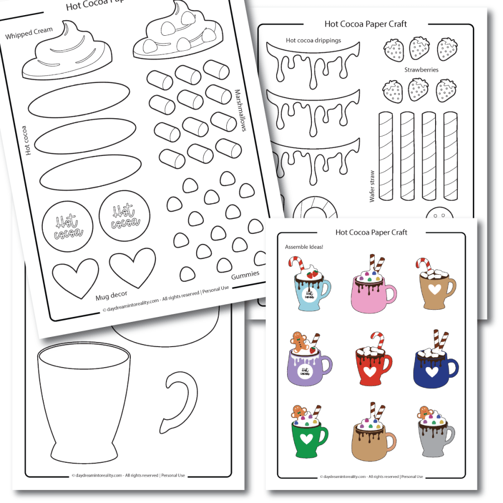 Paper Hot Cocoa Craft for Kids | FREE PDF Template! ~ Daydream Into Reality