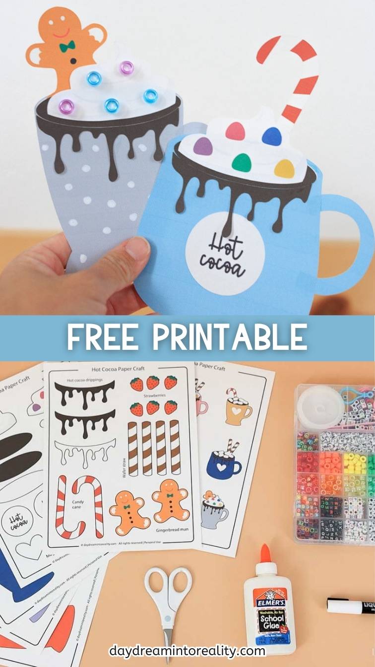 Paper Hot Cocoa Craft for Kids | FREE PDF Template! ~ Daydream Into Reality