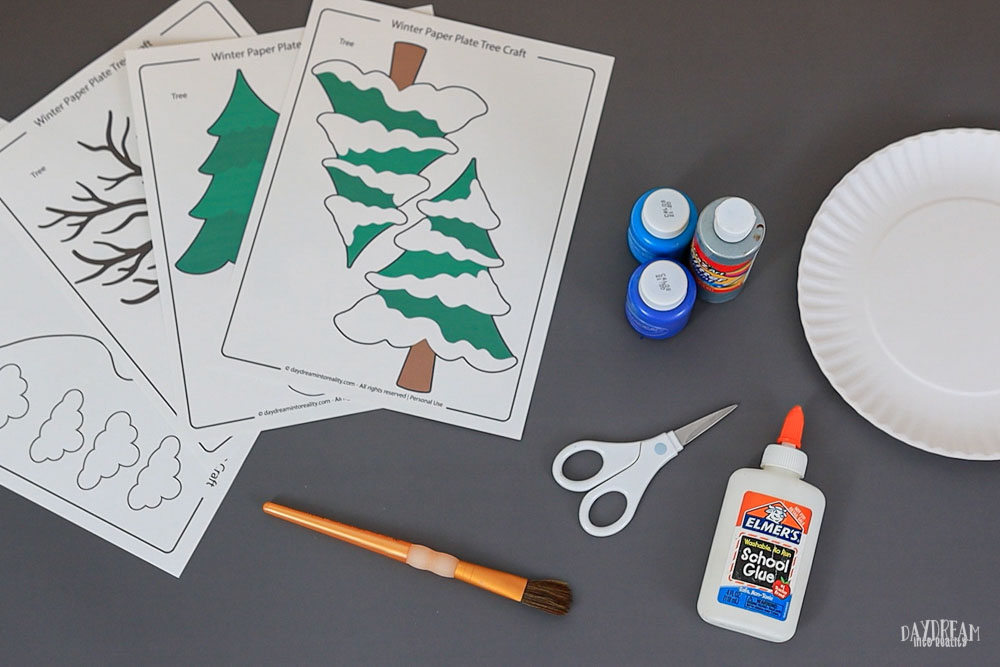 Paper Plate Winter Tree Craft for Kids | Free PDF Template! ~ Daydream ...