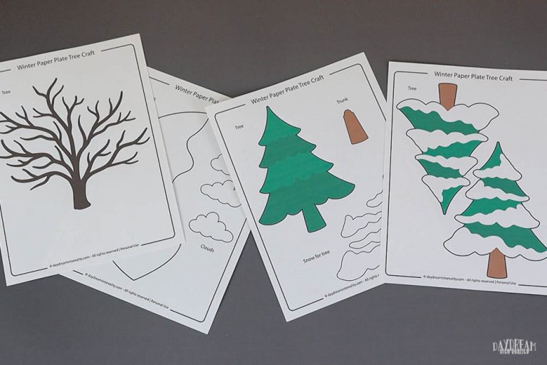 Paper Plate Winter Tree Craft for Kids | Free PDF Template! ~ Daydream ...