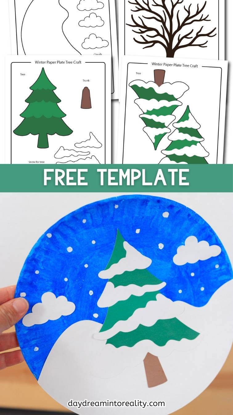 Paper Plate Winter Tree Craft for Kids | Free PDF Template! ~ Daydream ...