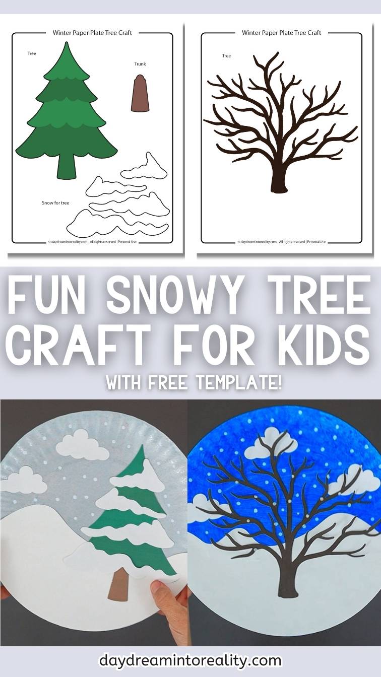 Paper Plate Winter Tree Craft for Kids | Free PDF Template! ~ Daydream ...