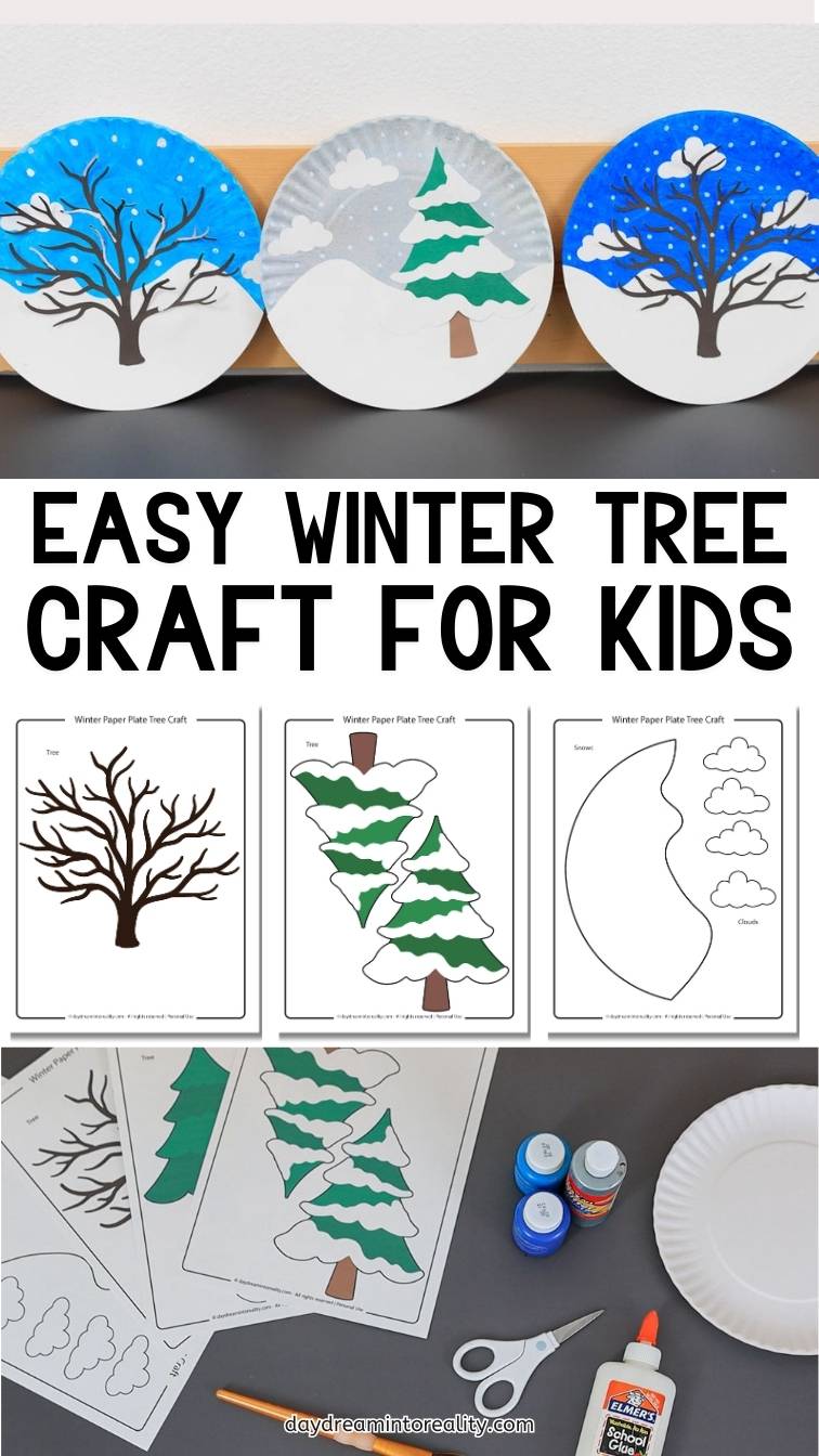 Paper Plate Winter Tree Craft for Kids | Free PDF Template! ~ Daydream ...