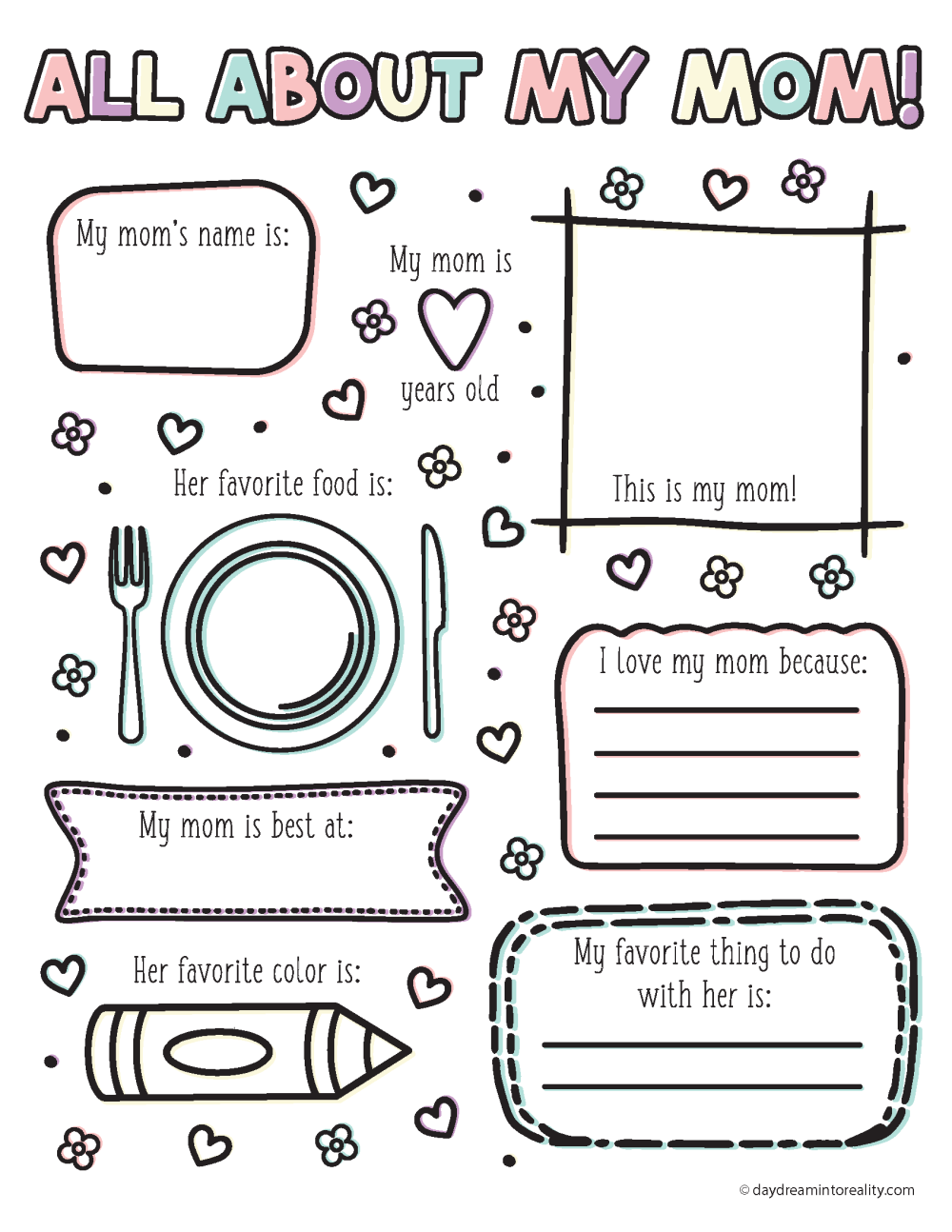 All About My Mom | Free PDF Printable! ~ Daydream Into Reality