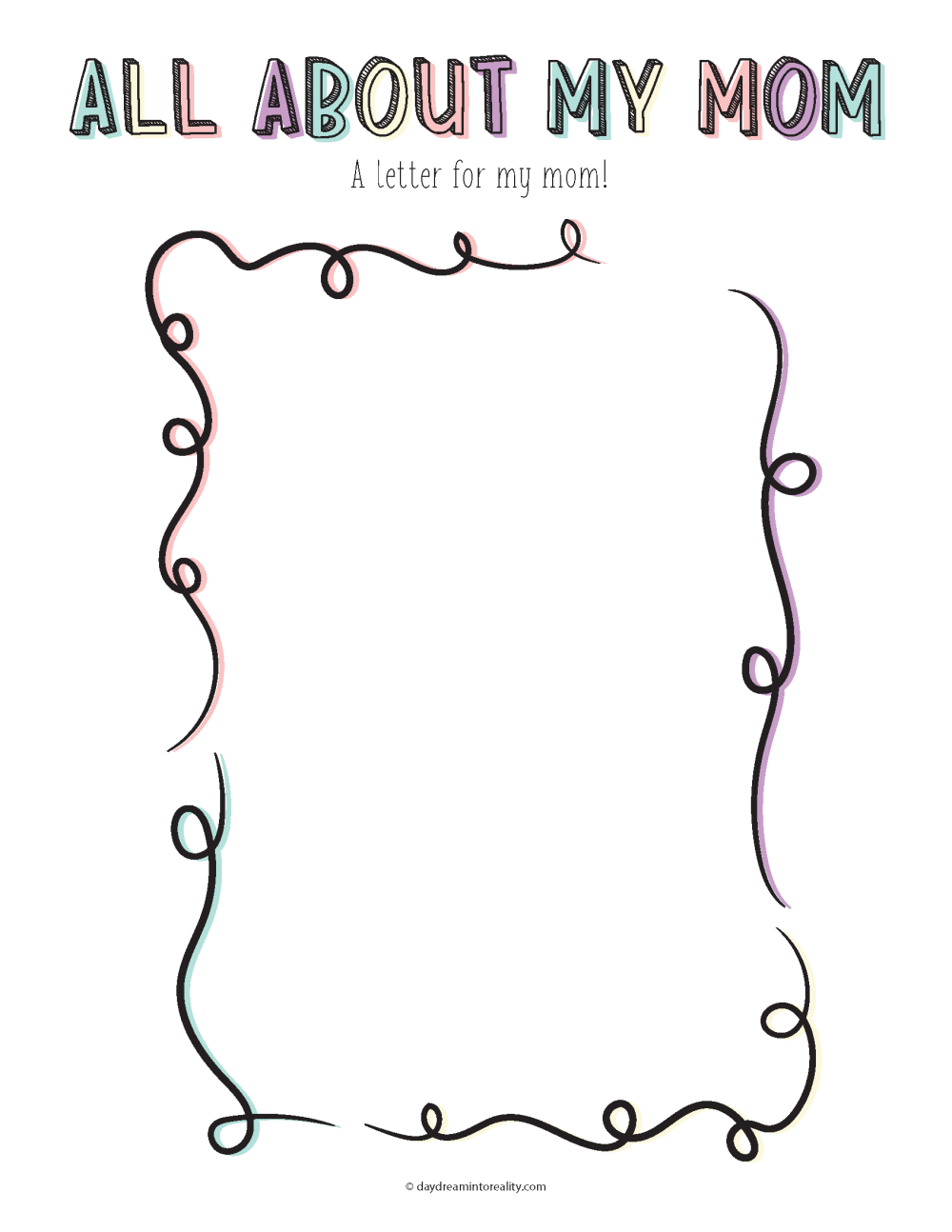 All About My Mom | Free PDF Printable! ~ Daydream Into Reality