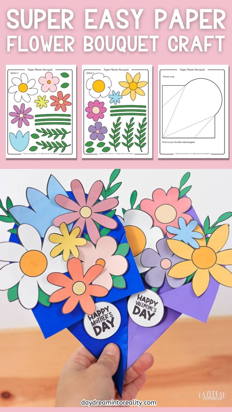 Paper Flower Bouquet Craft for Kids | FREE PDF Template! ~ Daydream ...
