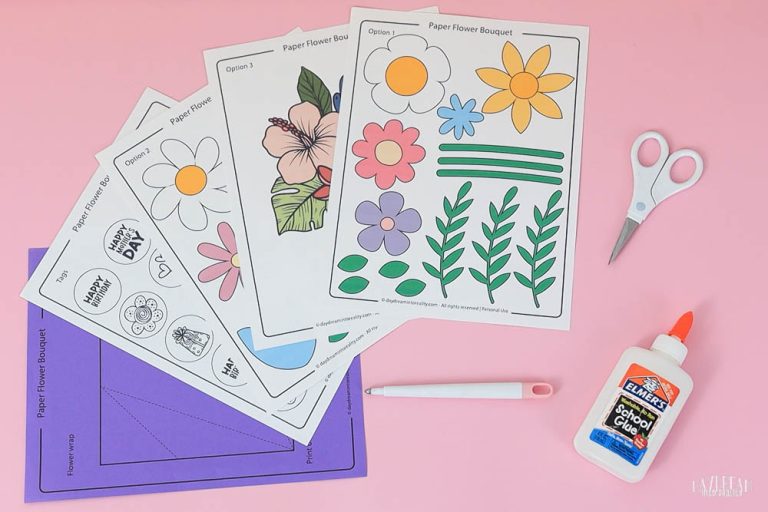 Paper Flower Bouquet Craft for Kids | FREE PDF Template! ~ Daydream ...