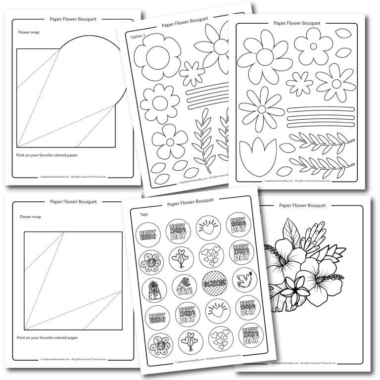 Paper Flower Bouquet Craft for Kids | FREE PDF Template! ~ Daydream ...