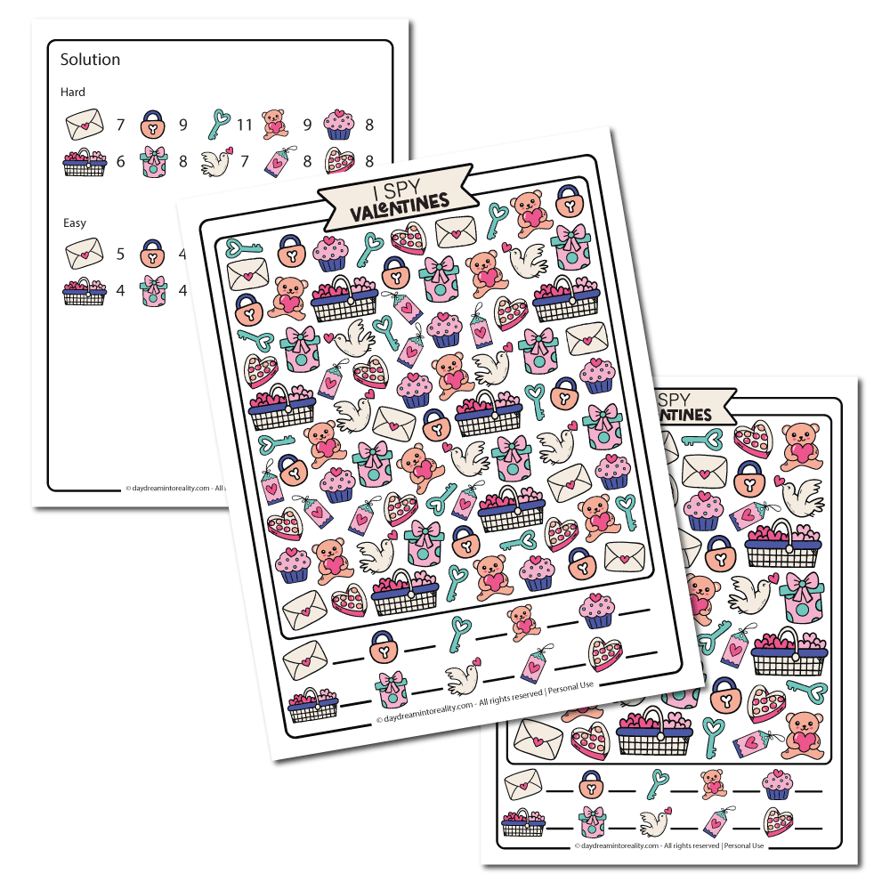 Valentine's Day I SPY | Free PDF Printable! ~ Daydream Into Reality