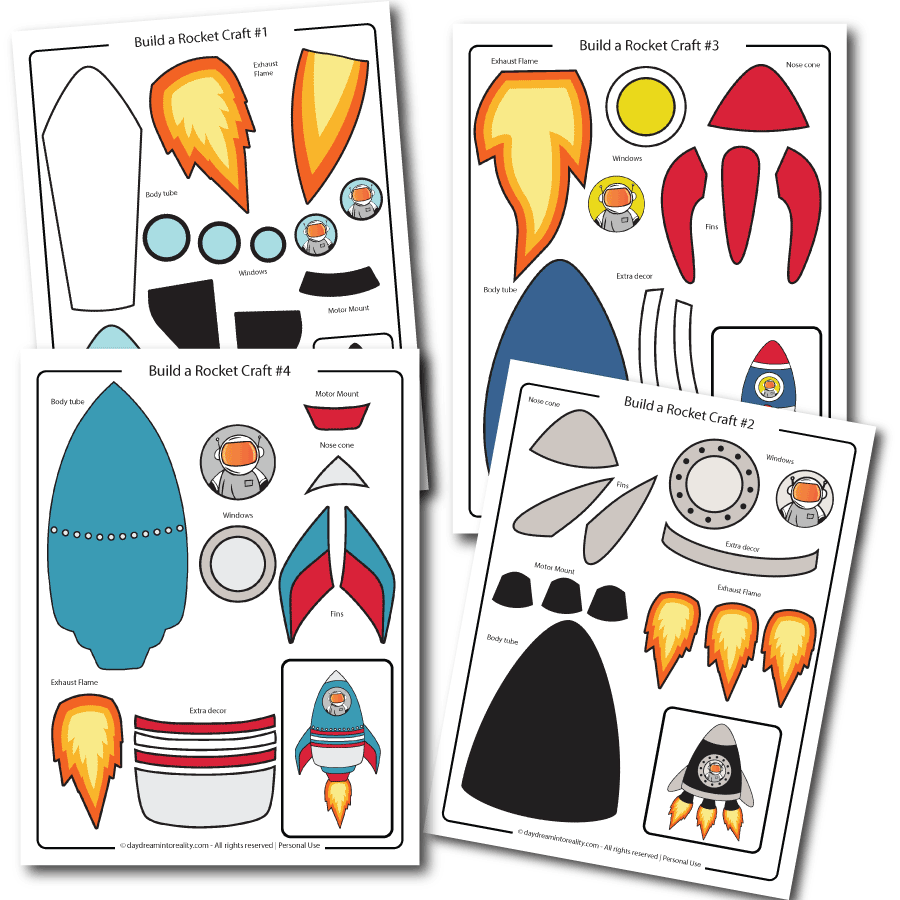 Paper Build a Rocket Craft for Kids | FREE PDF Template! ~ Daydream ...