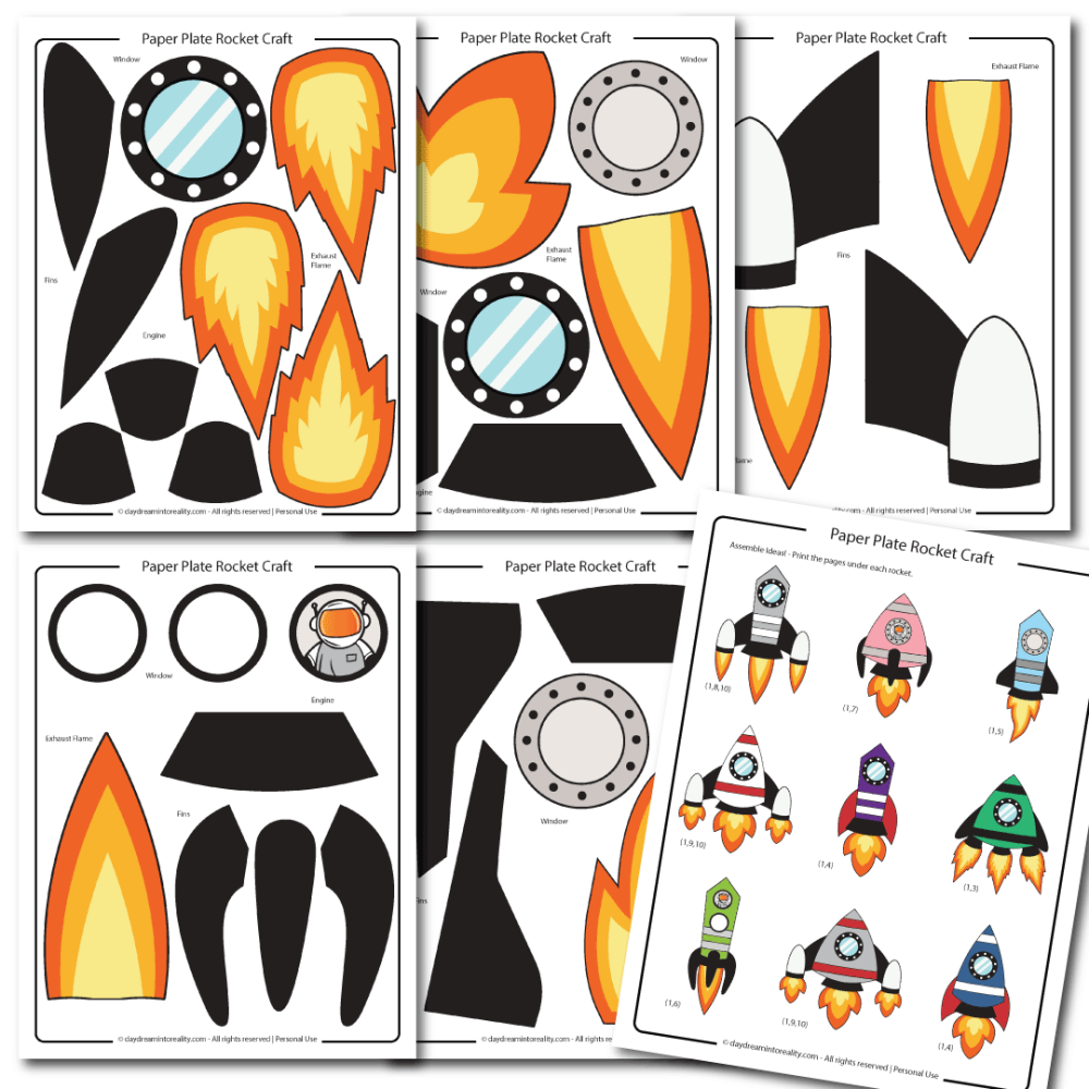 Paper Plate Rocket Craft for Kids | Free PDF Template! ~ Daydream Into ...