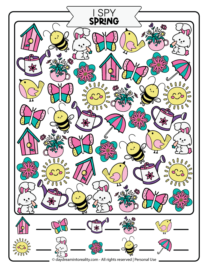 Spring I Spy Free PDF Printable | Easy, Medium, and Hard! ~ Daydream ...