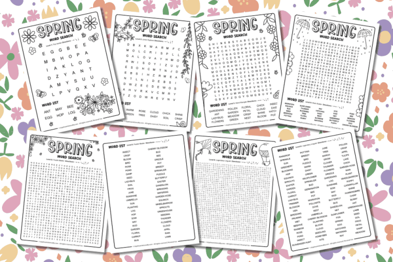 Spring Word Search Free PDF Printables | 6 Levels of Difficulty ...