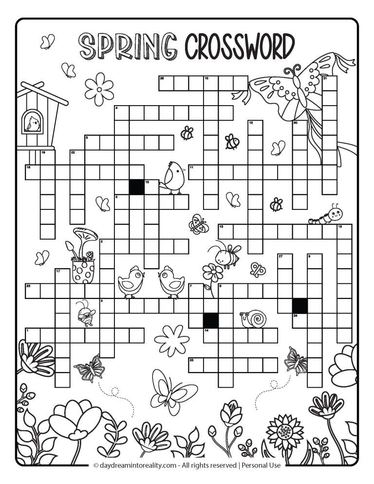 Free Spring Crossword | PDF Printables: Easy, Medium, Hard, & Advanced ...