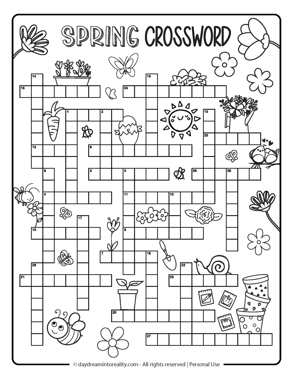 Free Spring Crossword | PDF Printables: Easy, Medium, Hard, & Advanced ...