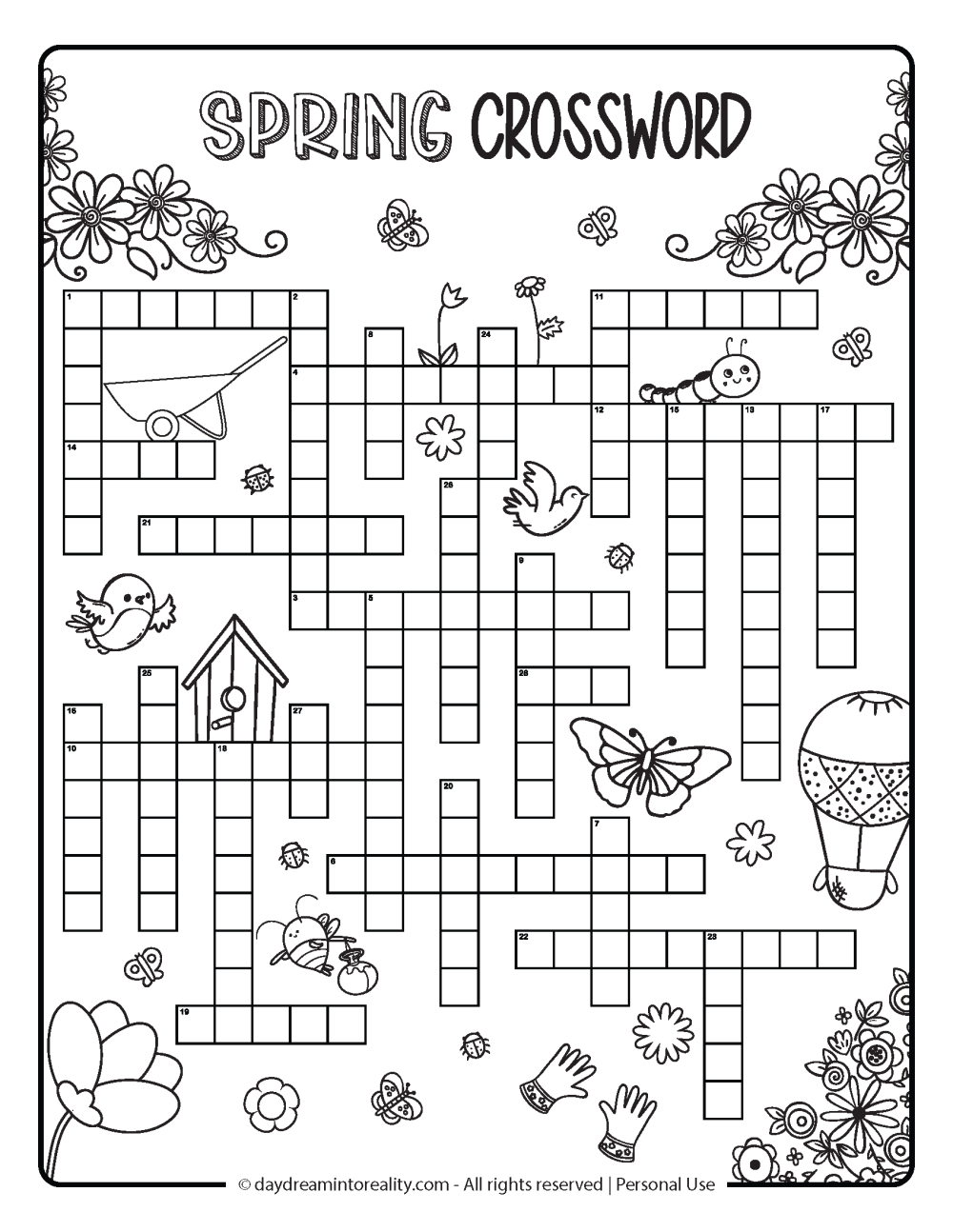Free Spring Crossword | PDF Printables: Easy, Medium, Hard, & Advanced ...