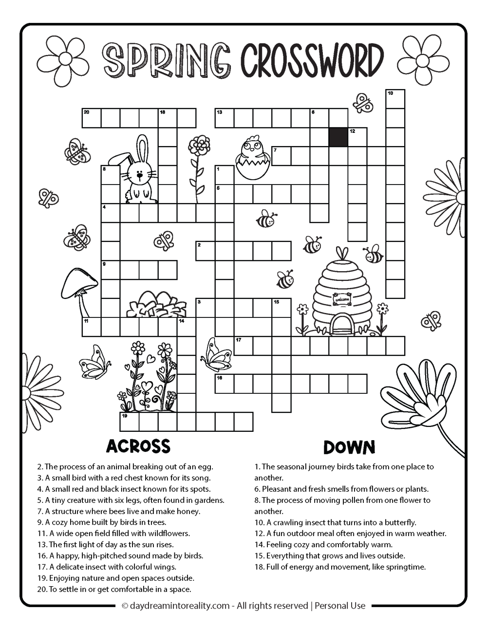 Free Spring Crossword | PDF Printables: Easy, Medium, Hard, & Advanced ...