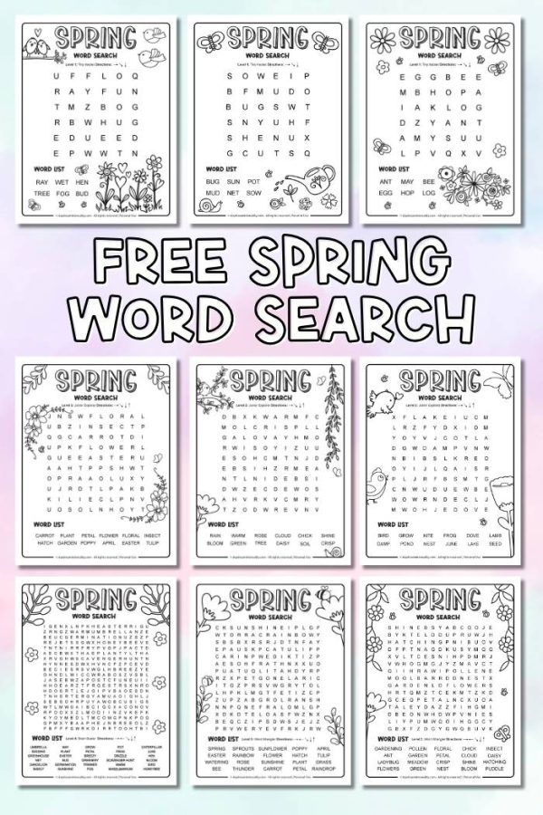 Spring Word Search Free PDF Printables | 6 Levels of Difficulty ...