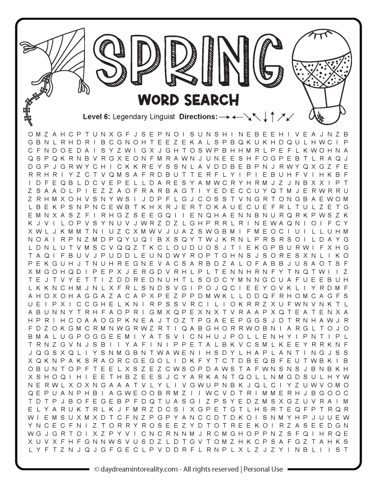 Spring Word Search Free PDF Printables | 6 Levels of Difficulty ...