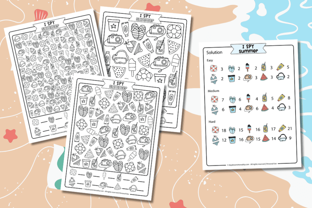 Summer I Spy Free PDF Printable | Easy, Medium, and Hard! ~ Daydream ...
