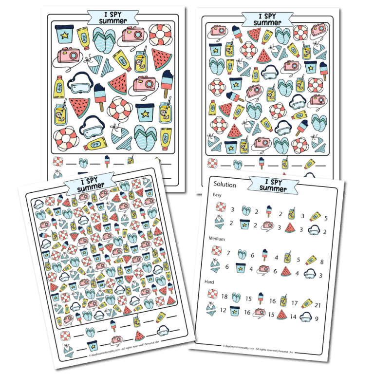 Summer I Spy Free PDF Printable | Easy, Medium, and Hard! ~ Daydream ...