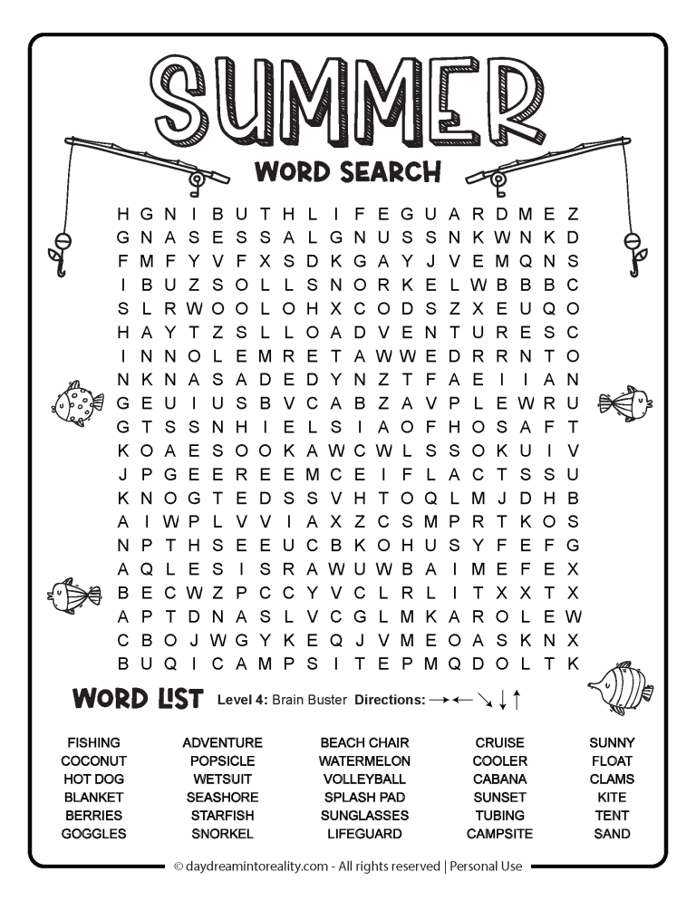 Summer Word Search Free PDF Printables | 6 Levels of Difficulty ...