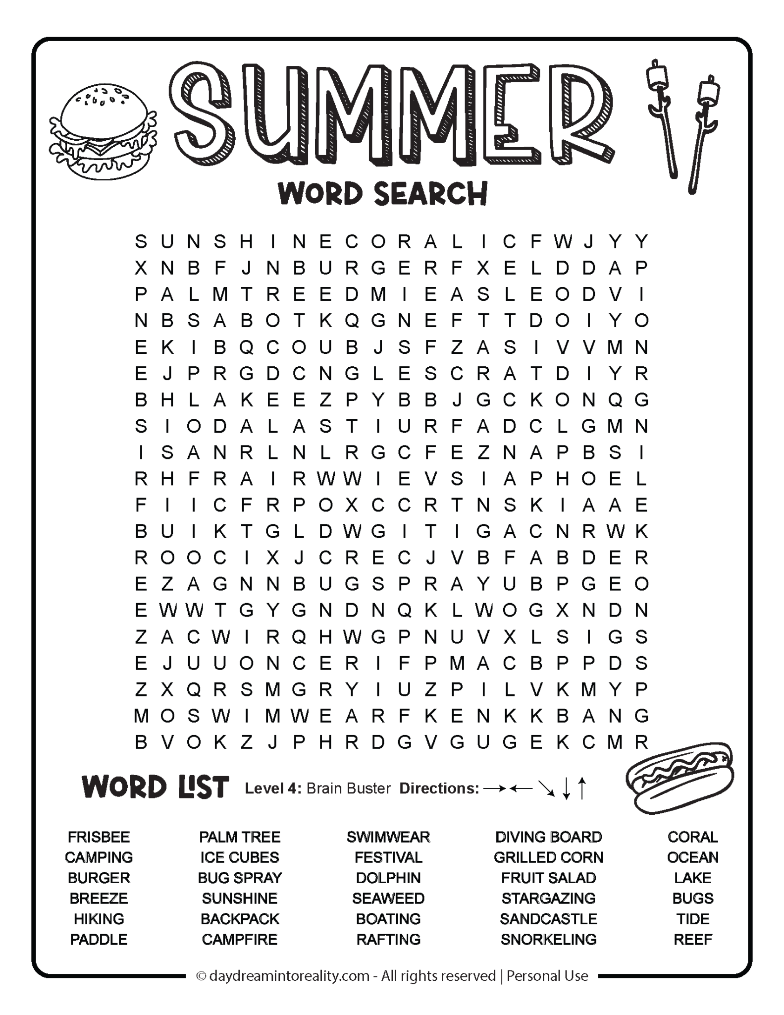 Summer Word Search Free PDF Printables | 6 Levels of Difficulty ...