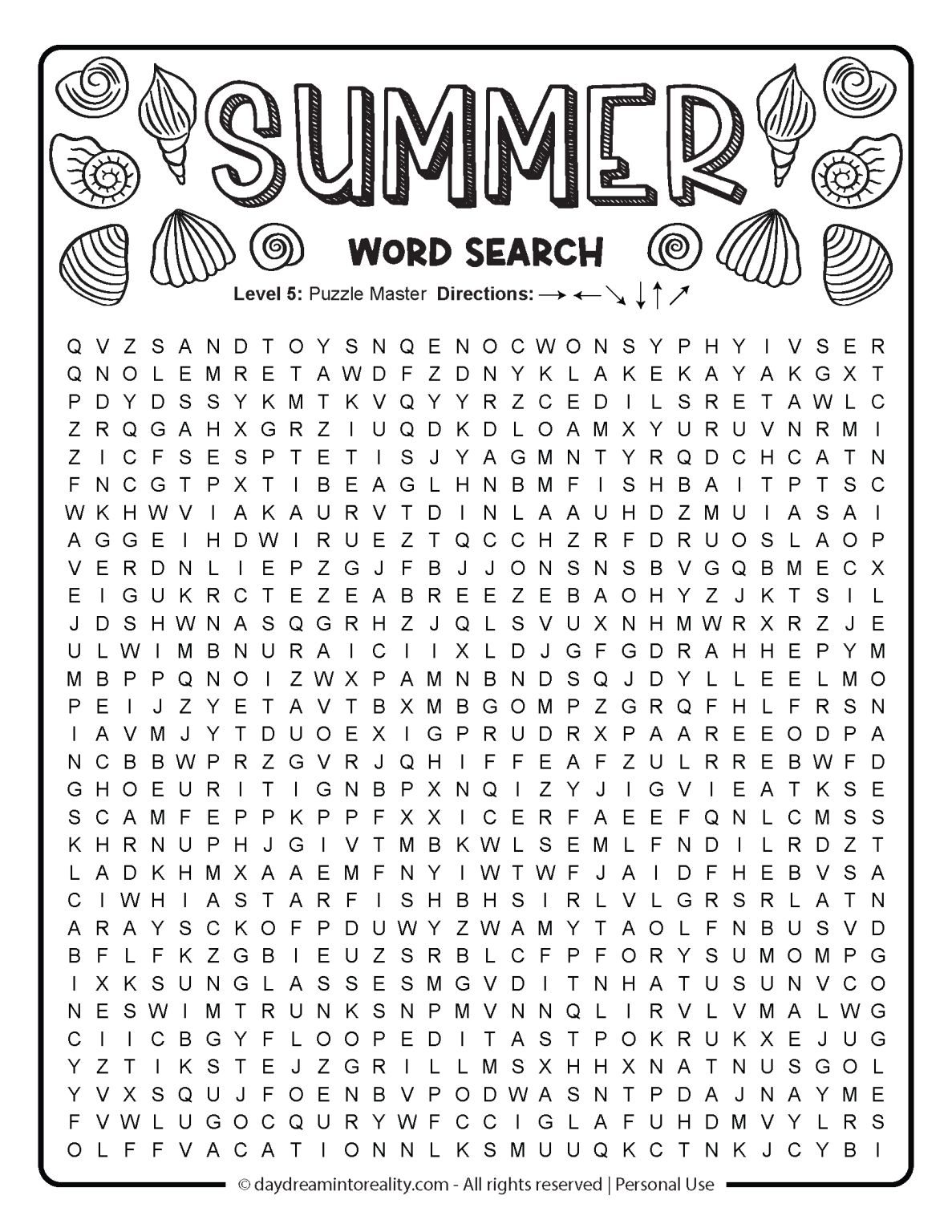 Summer Word Search Free PDF Printables | 6 Levels of Difficulty ...