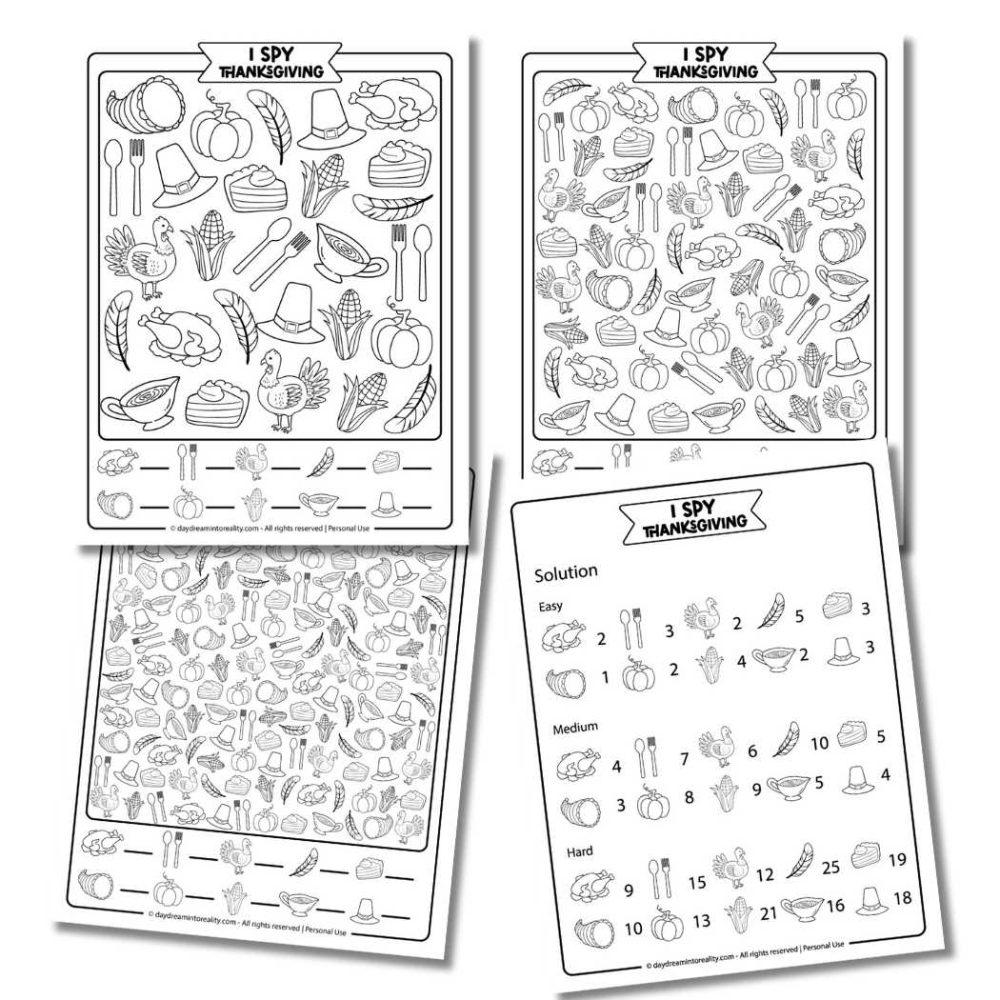 I Spy Thanksgiving PDF Printable | Easy, Medium, and Hard! ~ Daydream ...