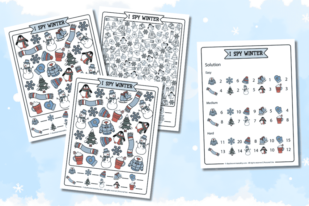 I Spy Winter PDF Printable | Easy, Medium, and Hard! ~ Daydream Into ...